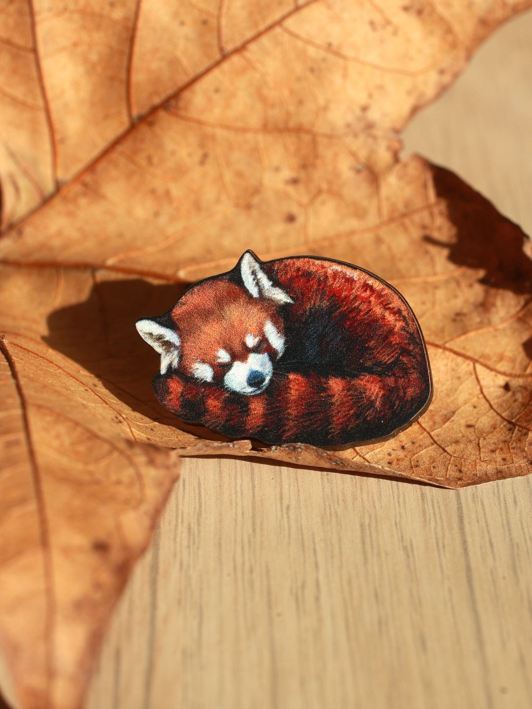 Sleeping Red Panda Pin - Red Panda Brooch Handmade Panda Pin Badge Red ...