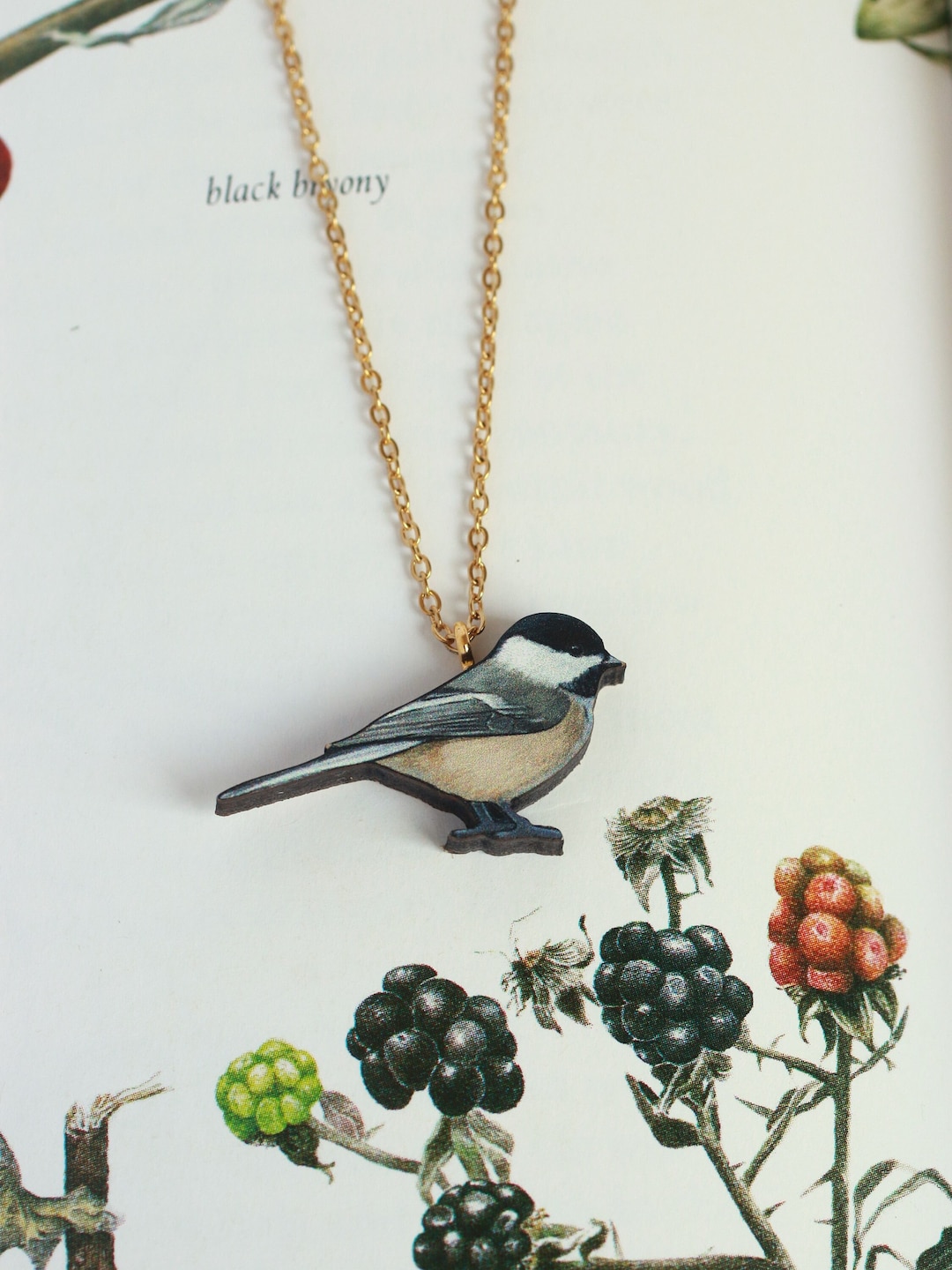 Chickadee Necklace Wooden Chickadee Pedant Chickadee Jewellery Coal Tit ...