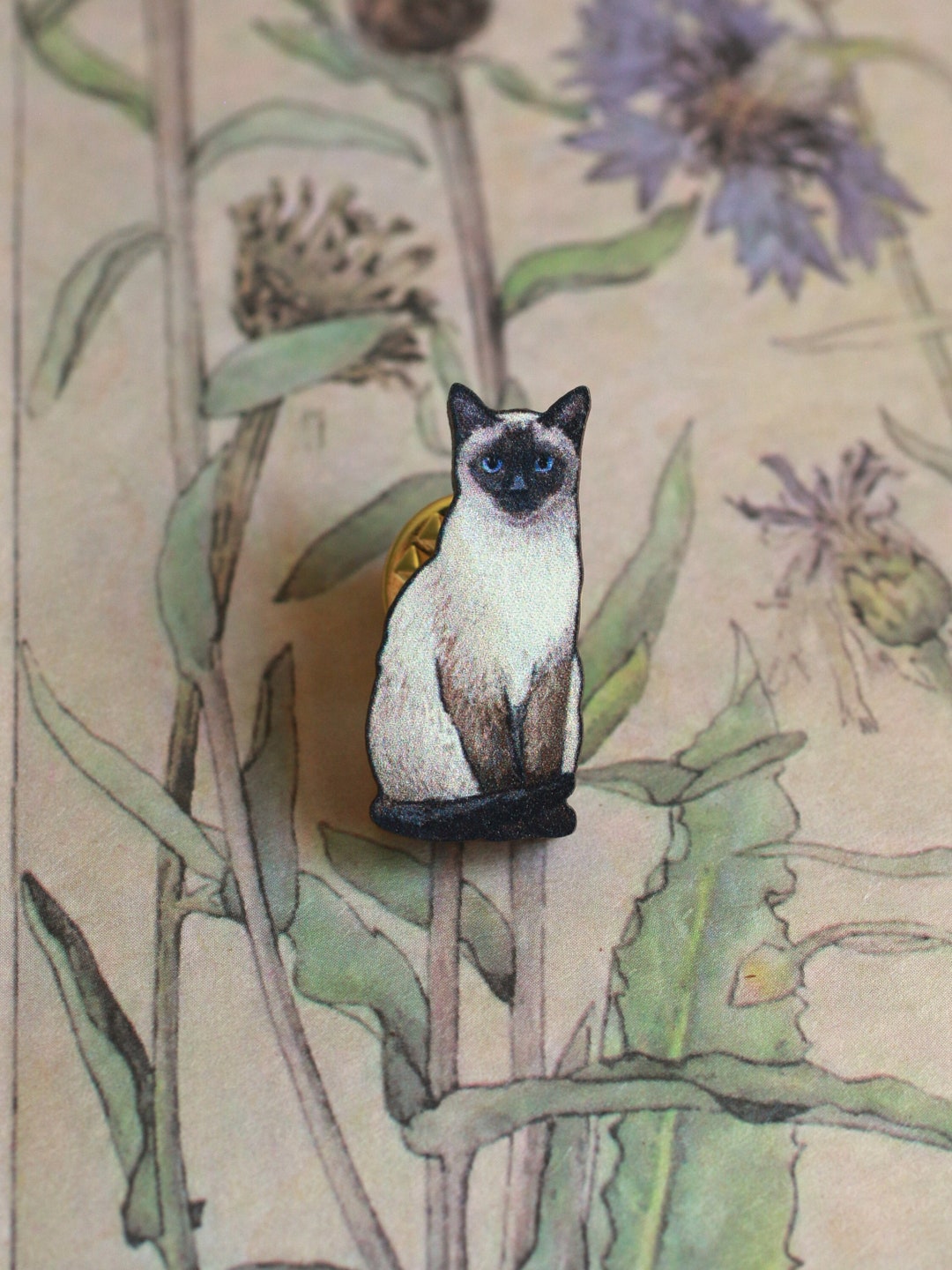 Siamese Cat Pin Wooden Siamese Cat Brooch Cat Jewelry - Etsy