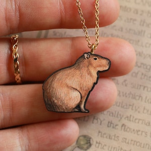 Capybara Necklace Capybara Pendant Wooden Capybara Charm Capybara ...