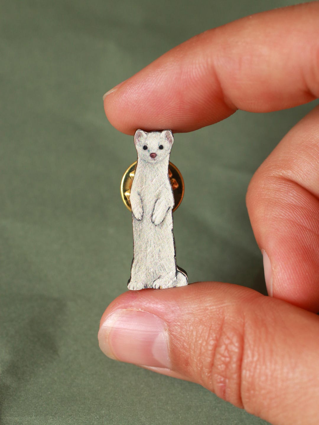 Ermine Pin - Wooden Ermine Brooch Ermine Gift Stoat Gift Wooden Ferret ...