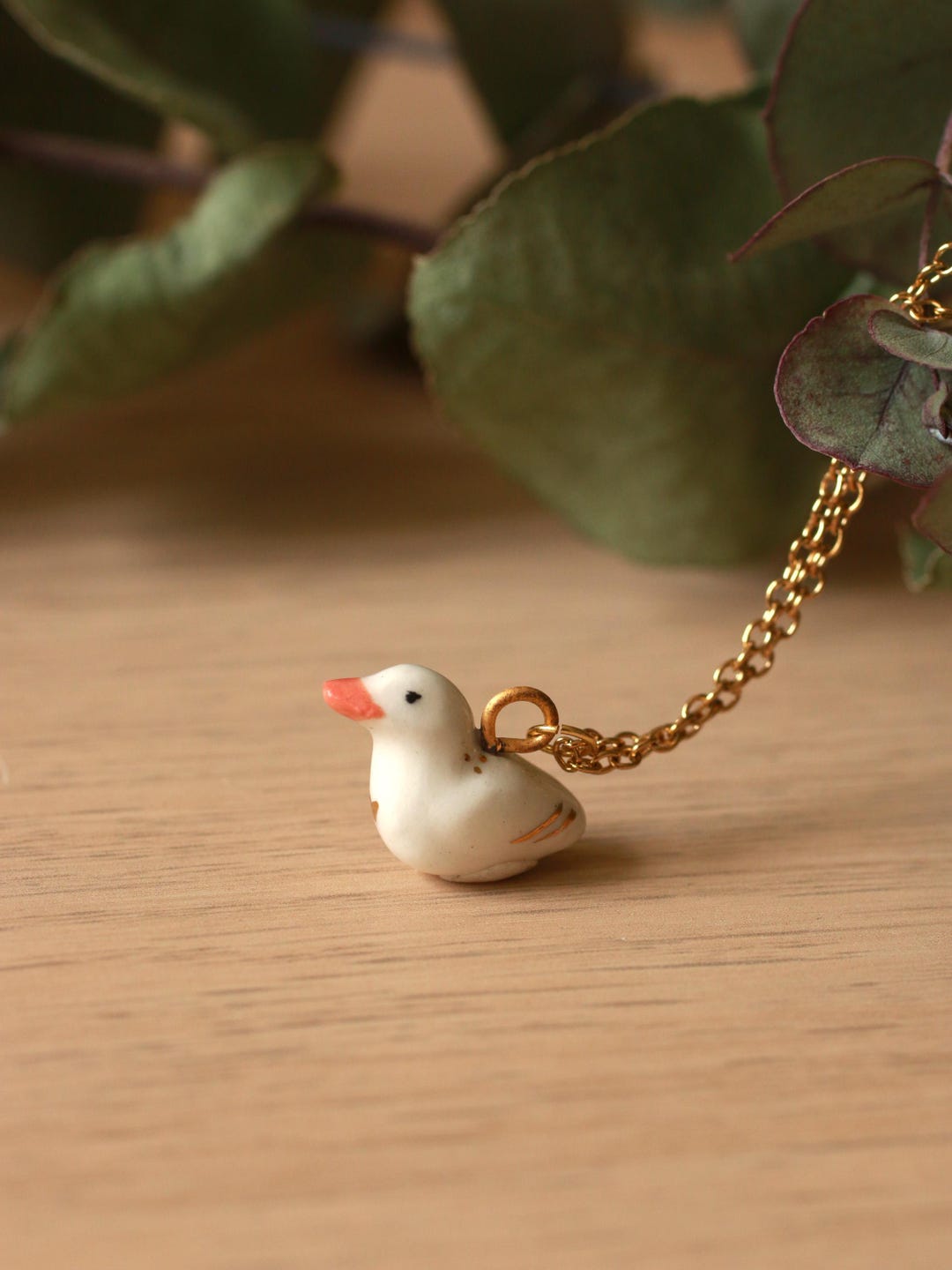 Ceramic Duck Necklace - Handmade Porcelain Duck Pendant Cute Duckling ...