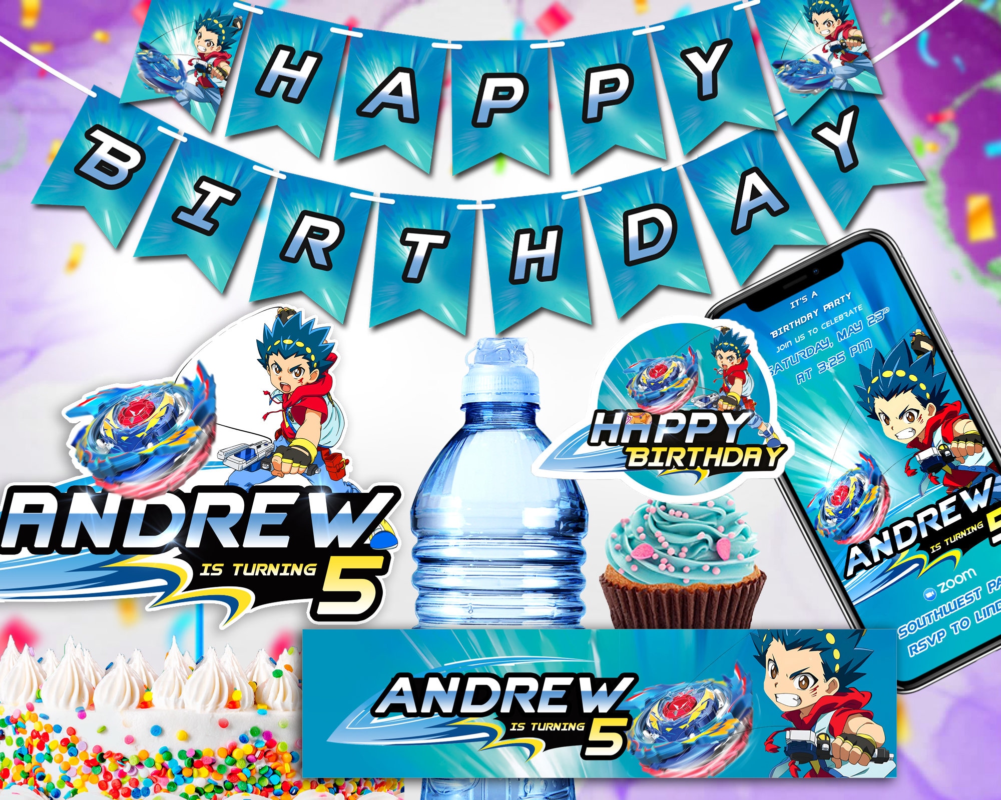 Set Beyblade Personalized Cake Topper Beyblade Birthday - Etsy