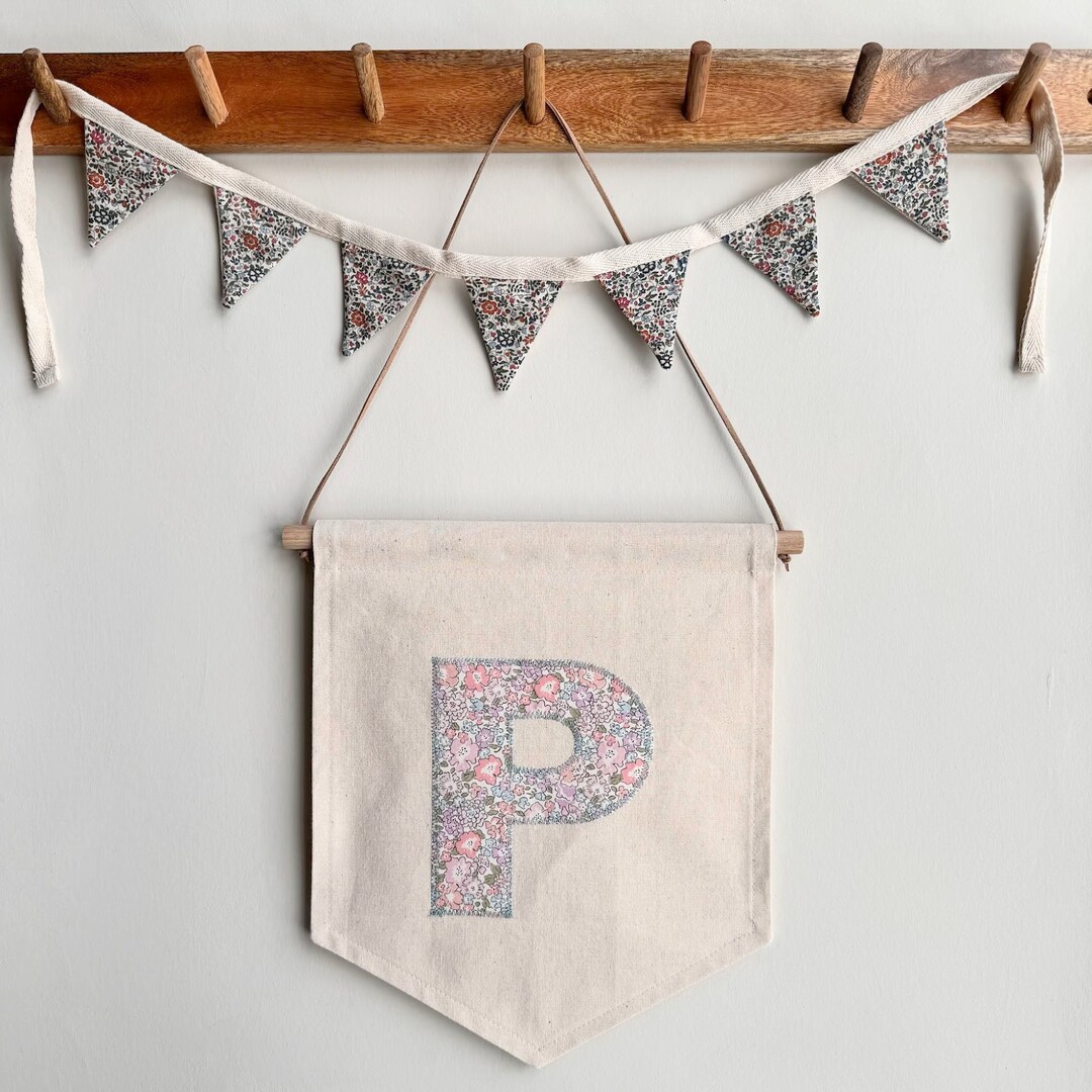 Liberty Fabric, Personalised Wall Hanging Banner, Canvas Initial ...