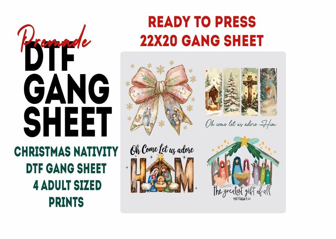 Christmas Nativity DTF Gang Sheet - 22X20 Gang Sheet - Ready to Press ...