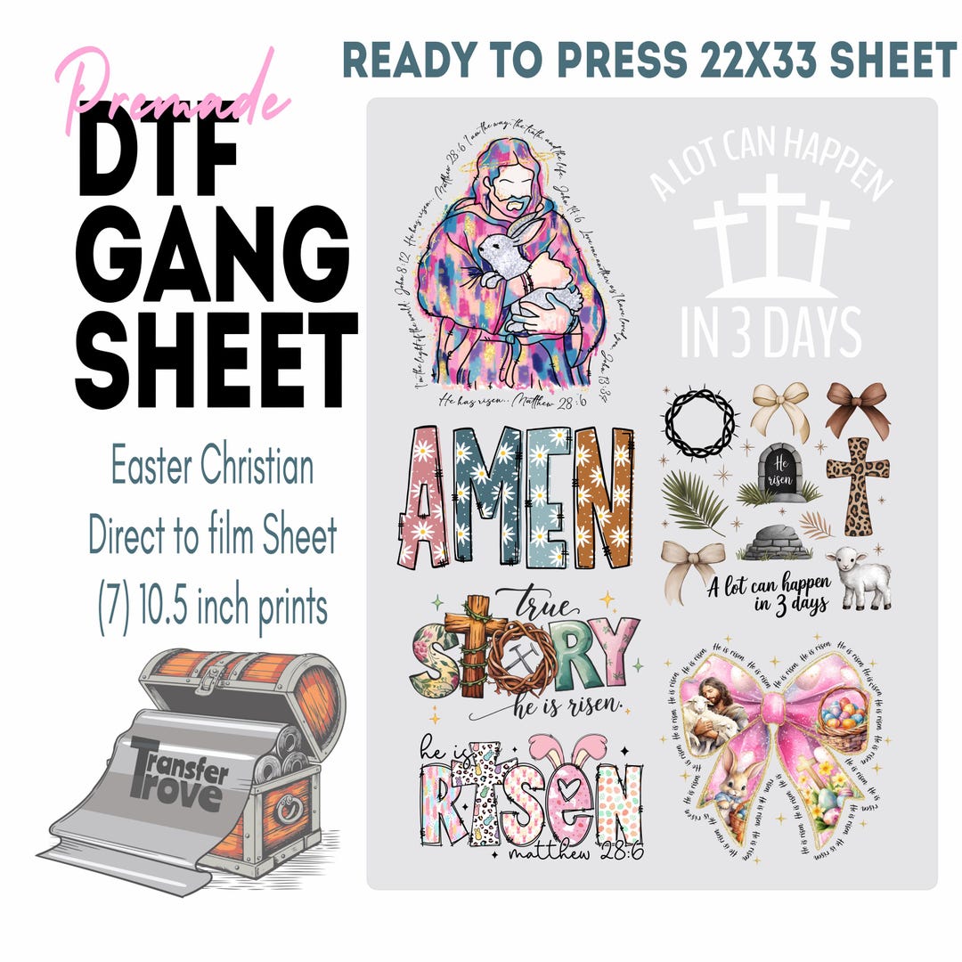 Easter Christian DTF Gang Sheet: Ready to Press Transfers (22X32) - Etsy