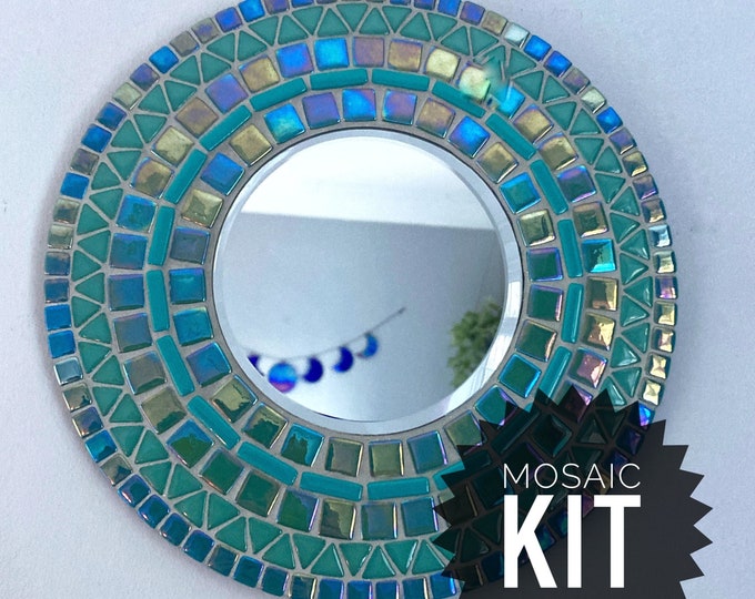 20cm Teal Mirror Mosaic Kit | Make Your Own Mosaic | DIY Craft Kit ...