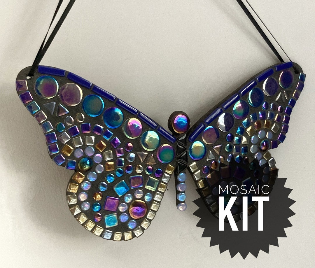 Large Black and Blue Butterfly Mosaic Kit Make Your Own Mosaic DIY ...