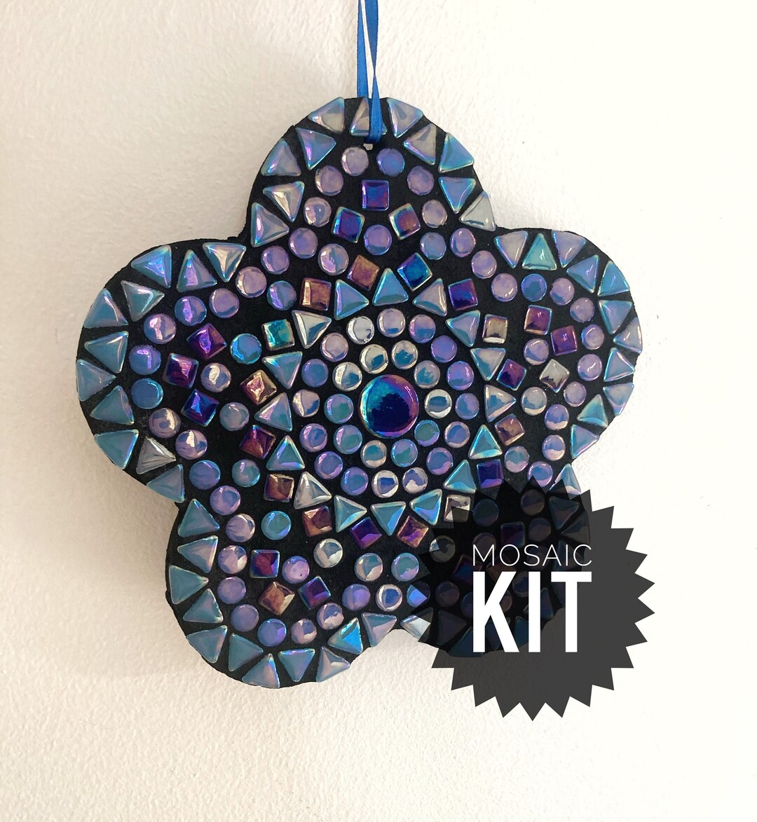 Blue Flower Mosaic Kit Make Your Own Mosaic DIY Craft Kit Gift Idea - Etsy