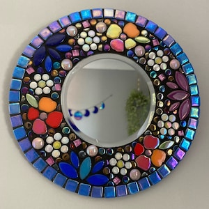 20cm Flower Mirror Black Grout Mosaic Kit Make Your Own Mosaic DIY ...