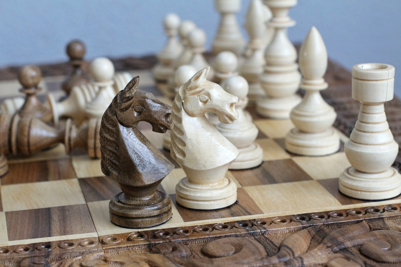 Größe schachspiel figuren aus Holz Schnitzen Schachfiguren | Etsy