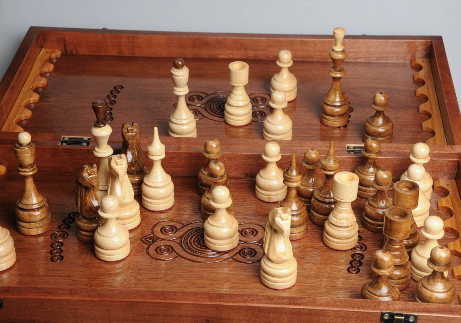 Large wood chess set 3 in 1 Сhess table board with storage | Etsy