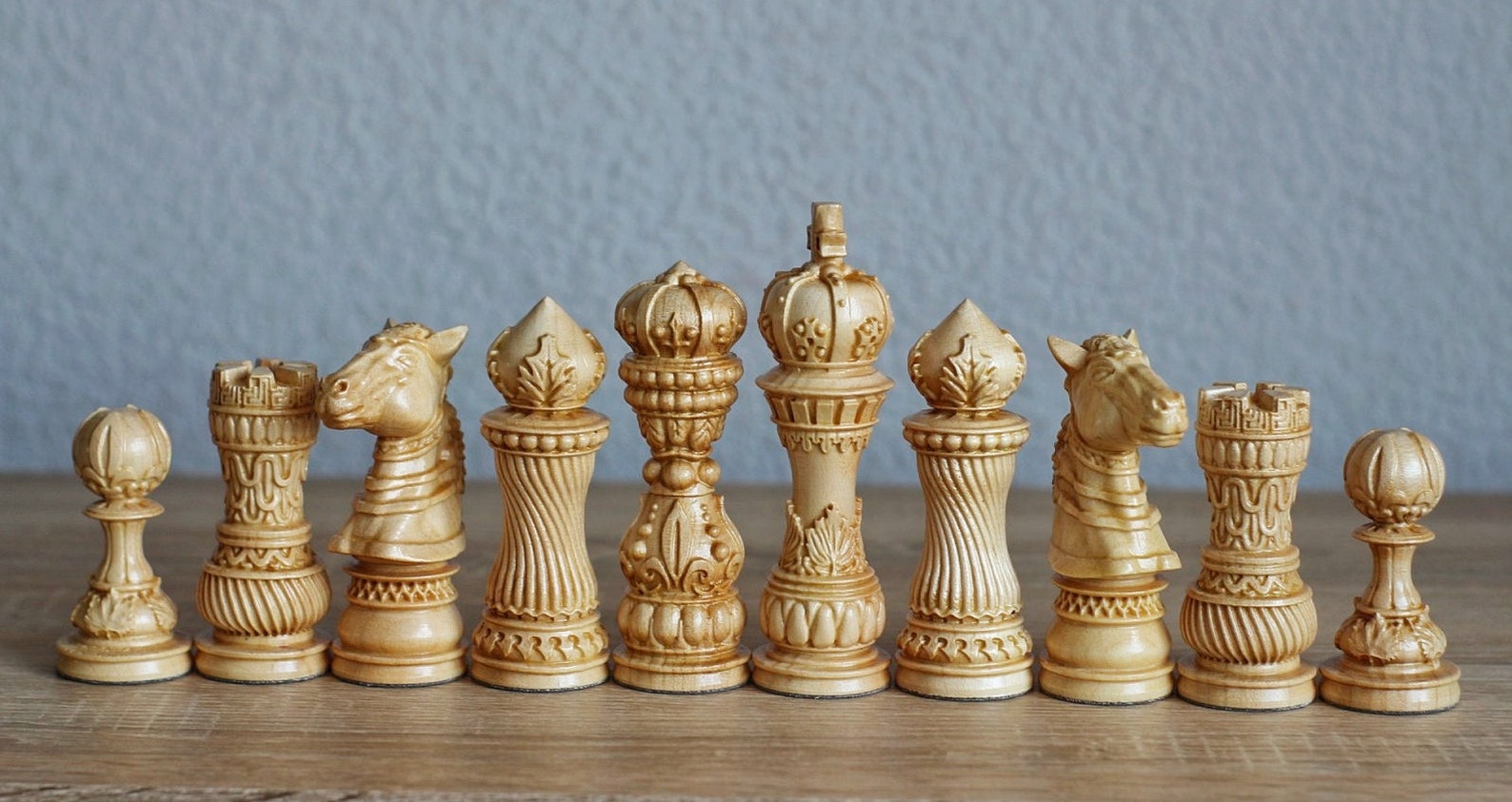 Large wood carving chess pieces with box Luxury wooden chess | Etsy