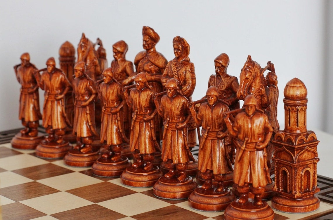 Größe schachspiel figuren aus Holz Schnitzen Schachfiguren | Etsy