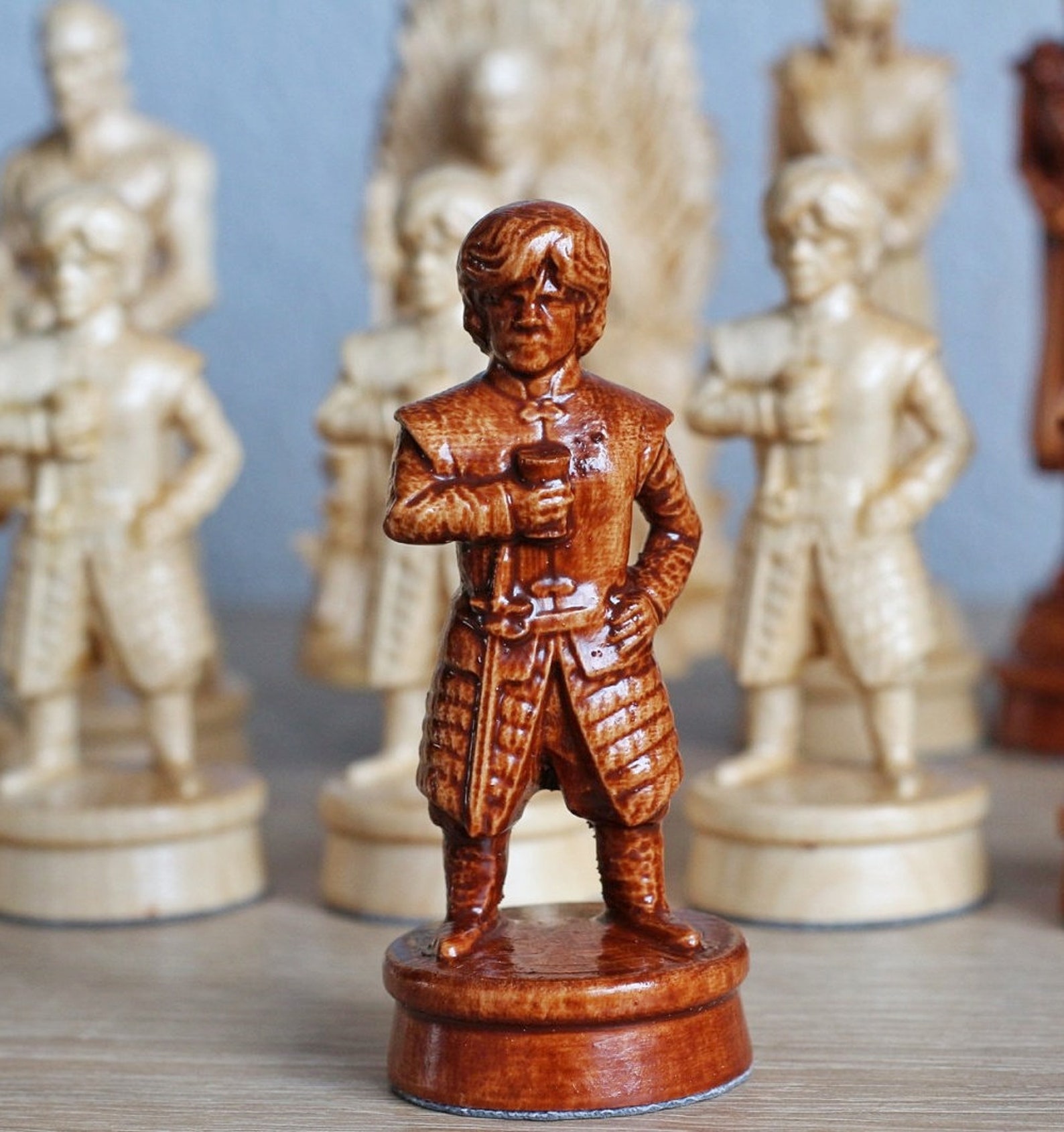 Wood Carving Chess Pieces With Box Weighted Chess Set - Etsy