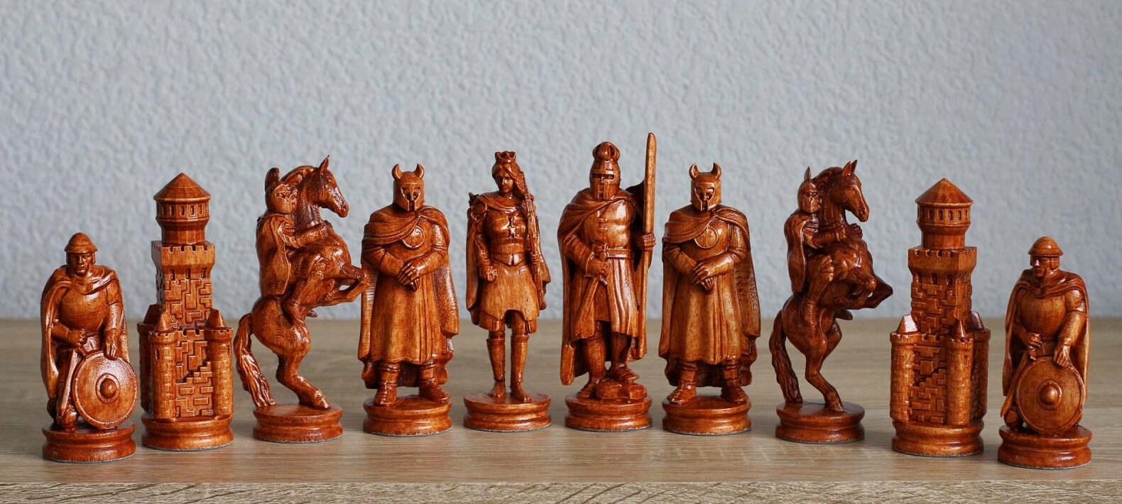Large Wood Carving Chess Pieces With Box Luxury Wooden Chess | Etsy