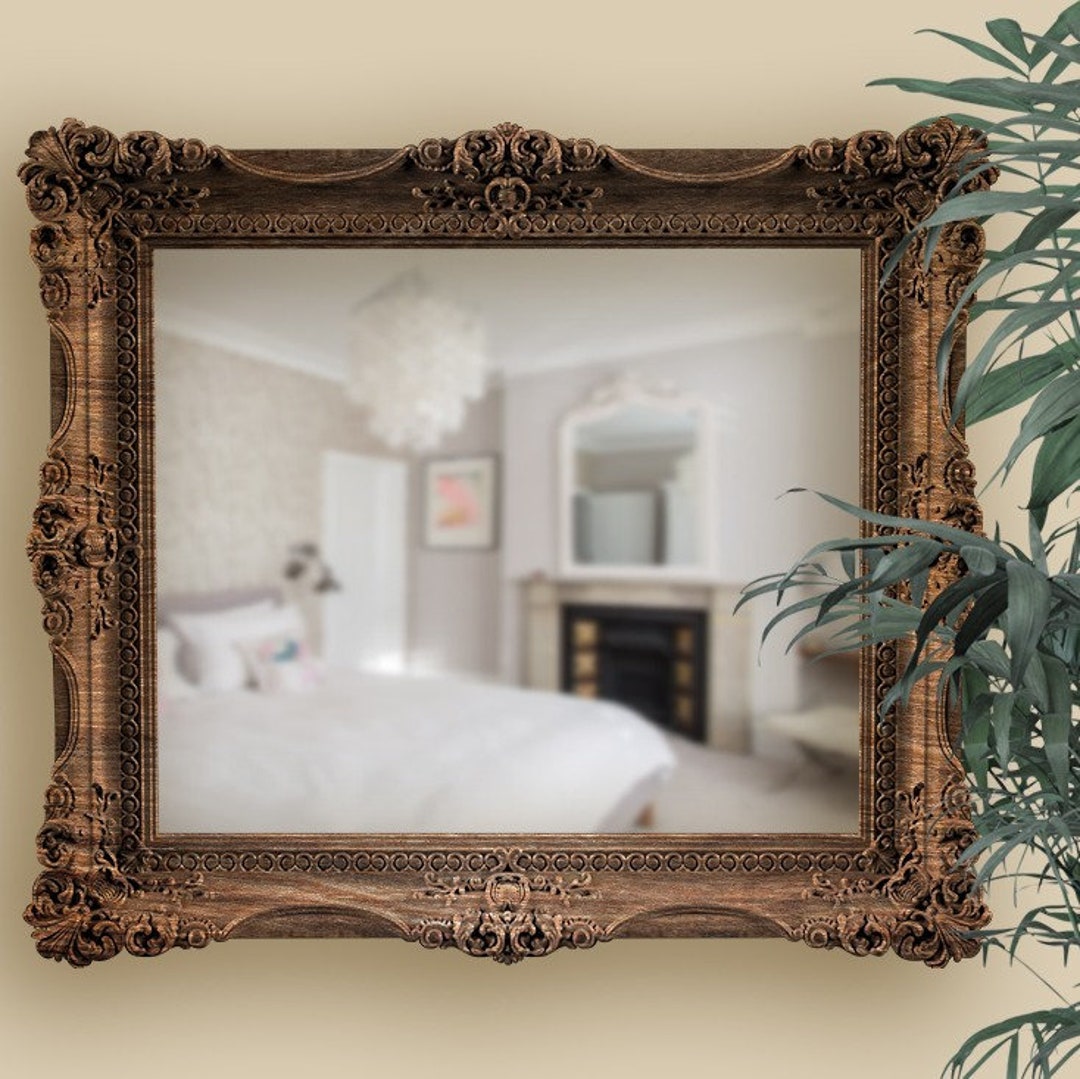 Wooden Modern Mirrors Decorative, Mid Century Modern Mirror for Wall ...