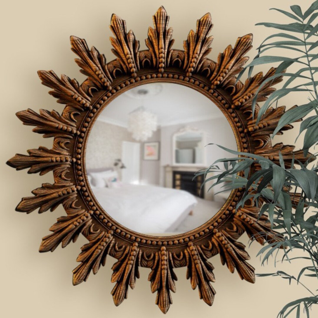 Sunburst Boho Mirror, Large Sun Mirror for Wall Décor, Ornate Wall ...