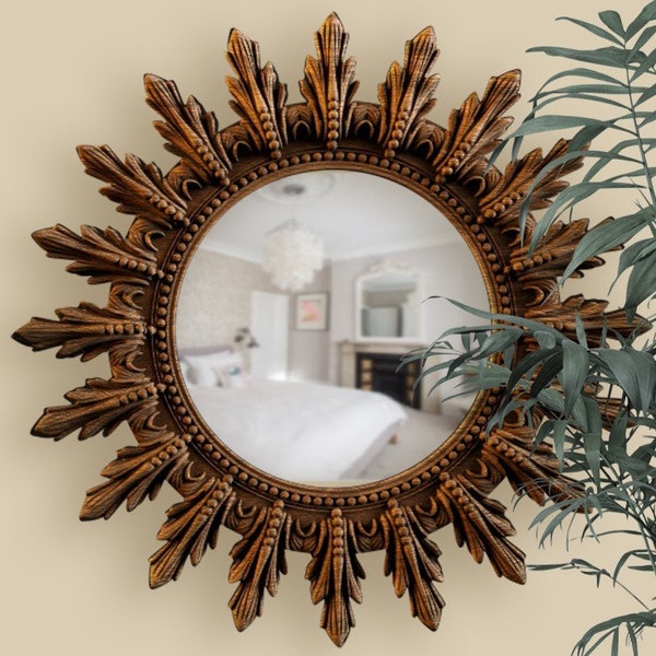Wood Sunburst Mirror - Etsy