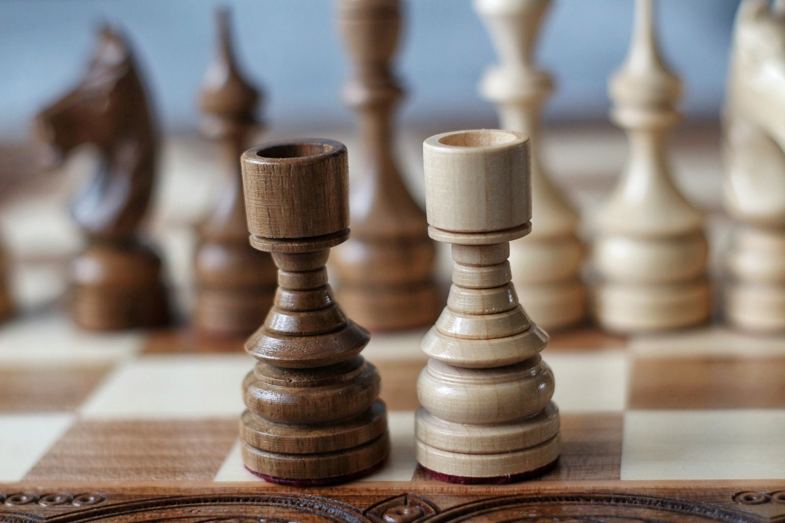 Round Chess Table Wooden Chess Set With Storage Handmade - Etsy