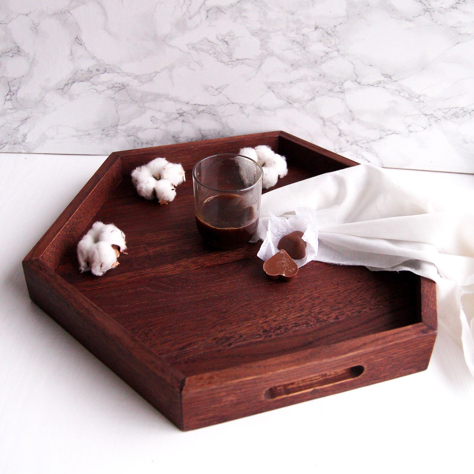 Wood Geometric Tray Hexagon Tray With Handles Modern Tray - Etsy
