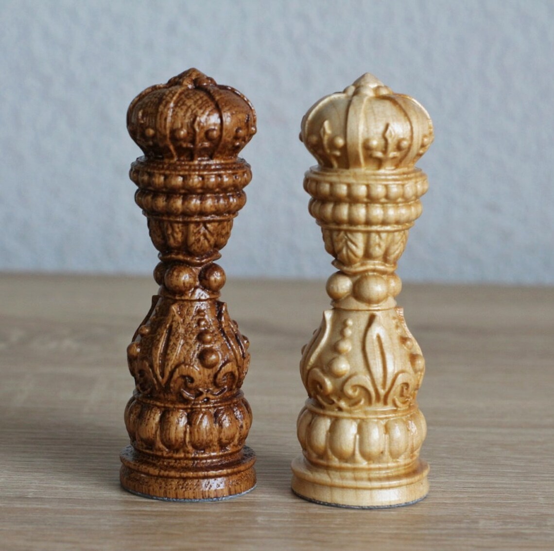 Large wood carving chess pieces with box Luxury wooden chess | Etsy