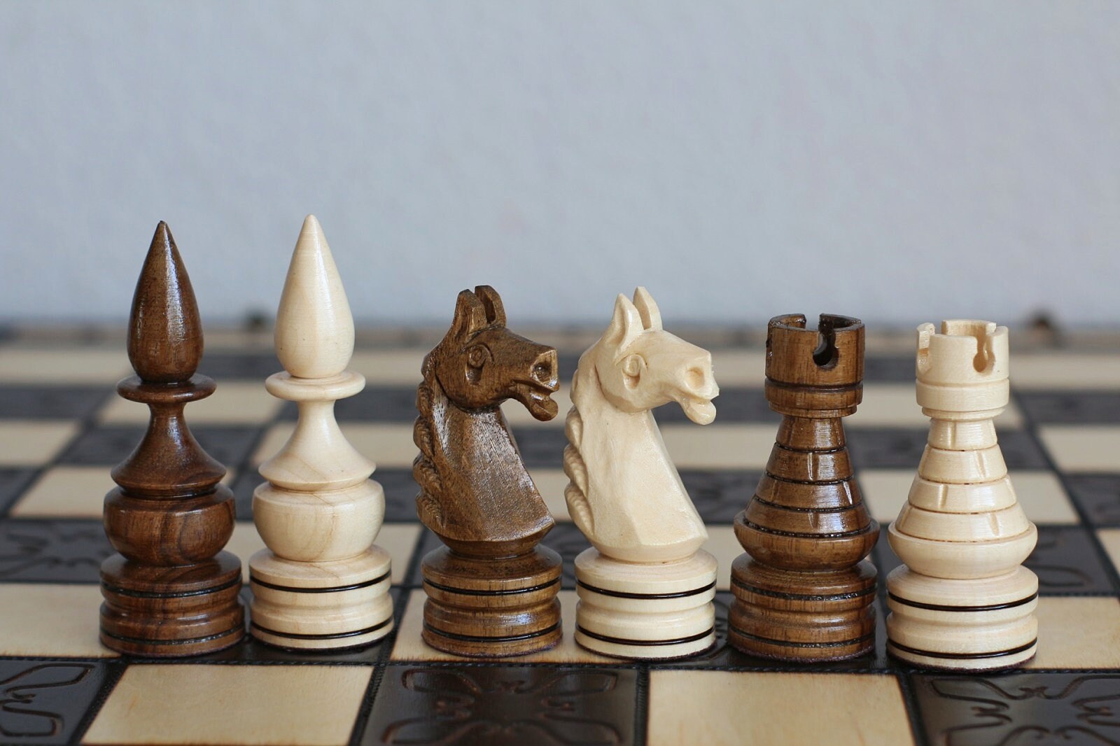 Hand Carved Chess Pieces and Case Wood Carving Chess Pieces - Etsy