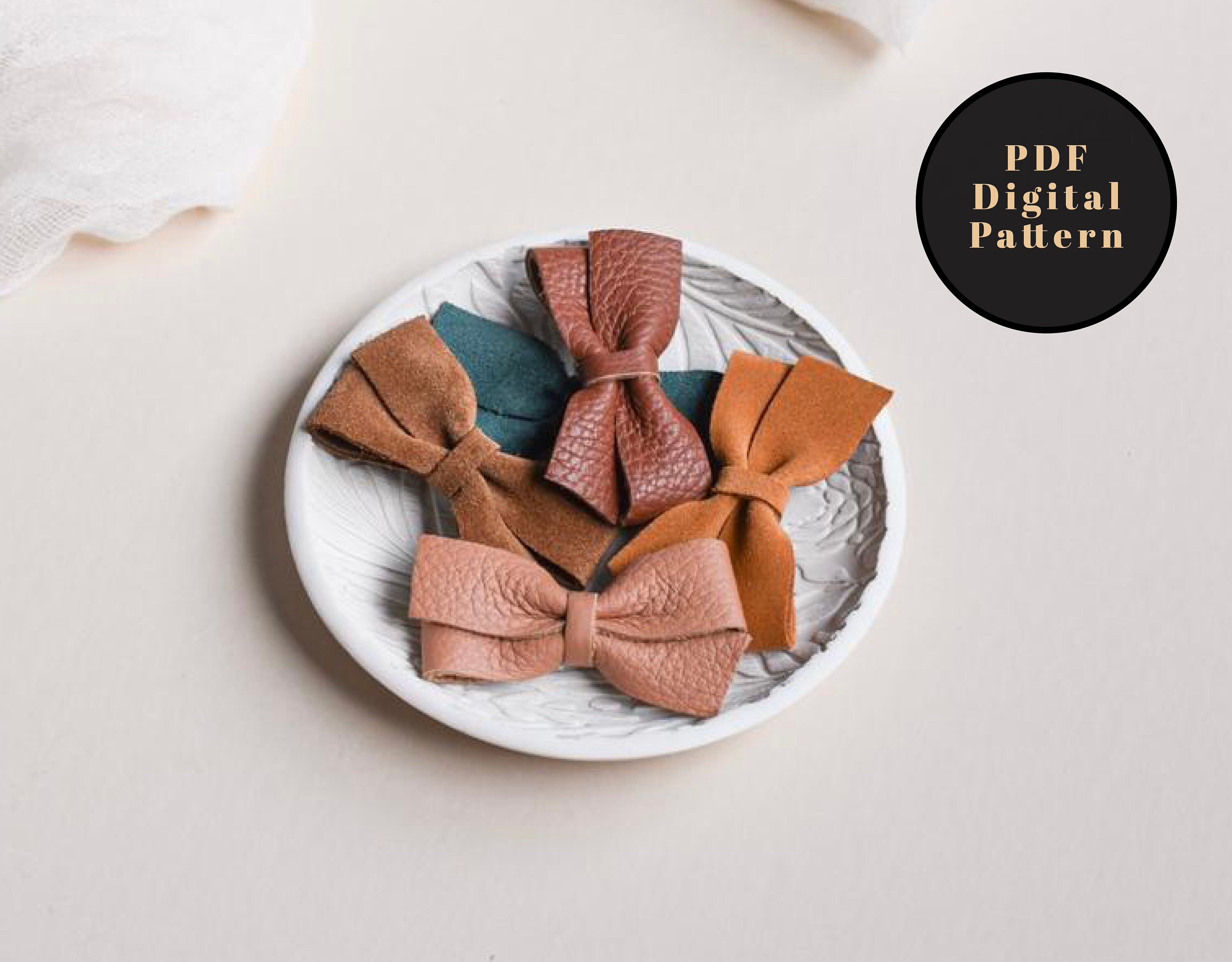 Leather Hair Bow Pattern, PDF Baby Bow Pattern, No Sew DIY Hair Bow ...