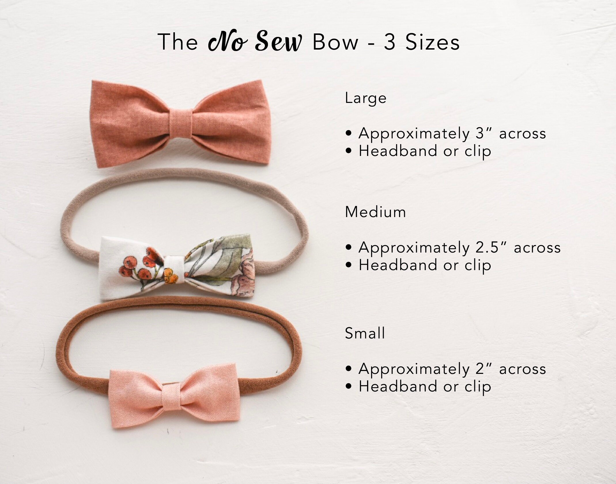 NO SEW Hair Bow Pattern 3 Sizes PDF Baby Bow Pattern Diy - Etsy