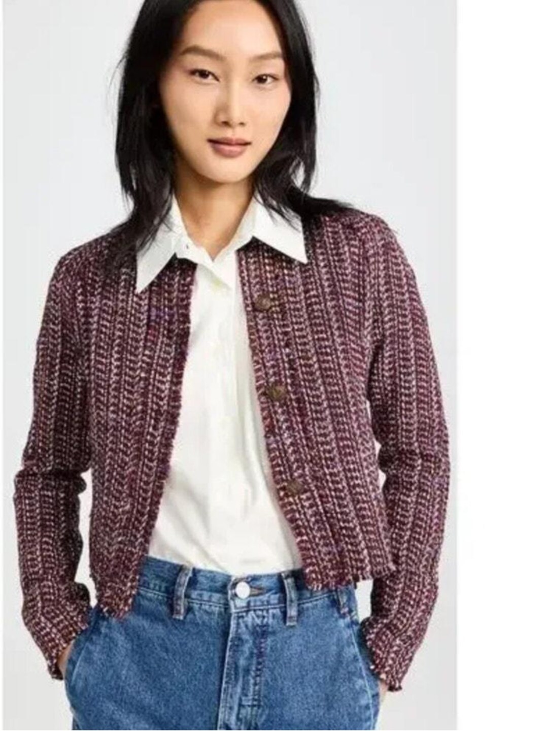 Rag & Bone NWT Marissa Tweed Frayed Edge Cropped Blazer Jacket 0 ...