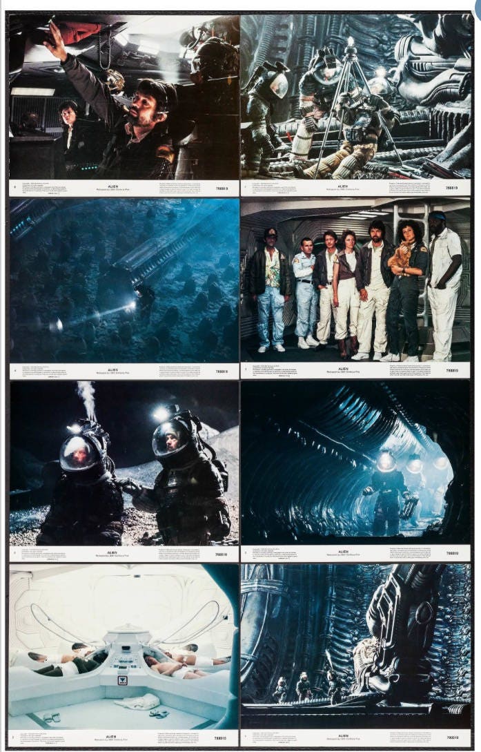 Alien Lobby Card Set, 8 11 X 14 Original Cards for the Movie Depicting ...