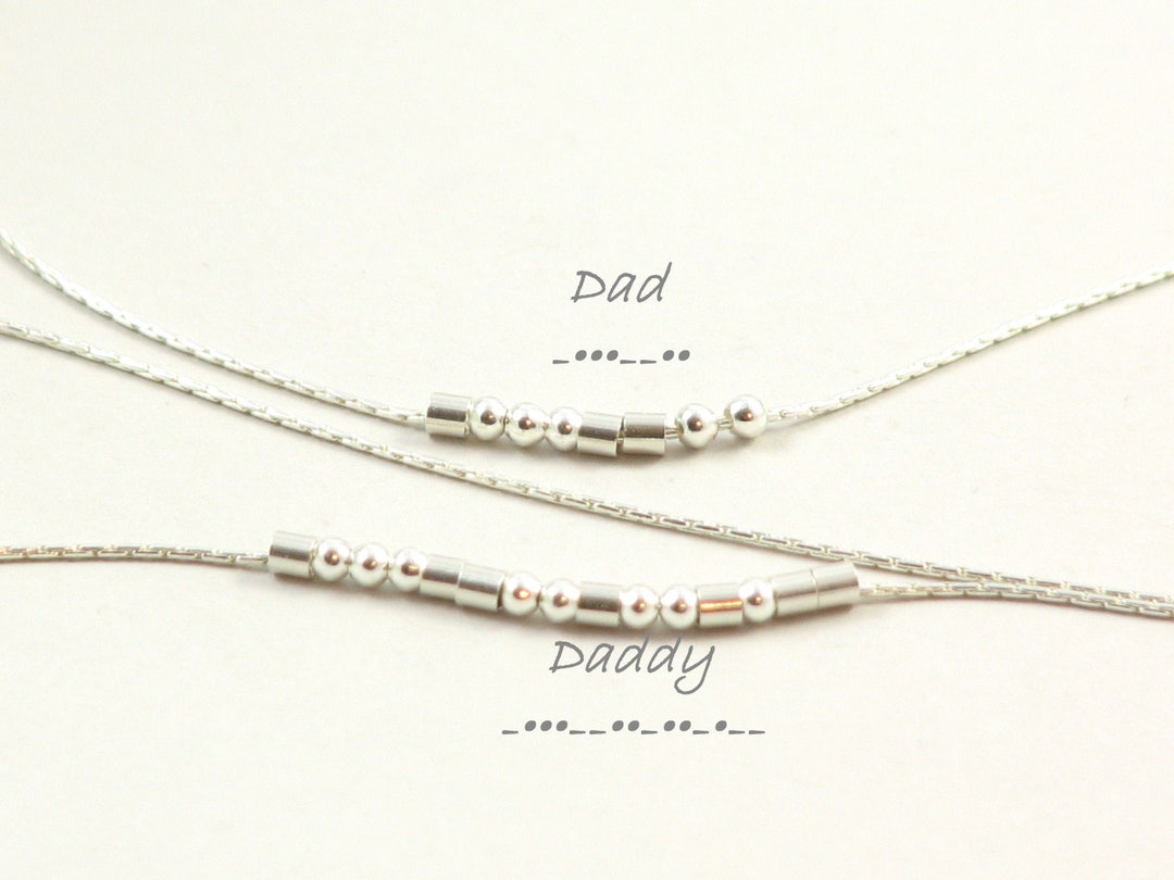 DAD Necklace, Morse Code Necklace, Daddy, Papa, Pop, Custom Message ...