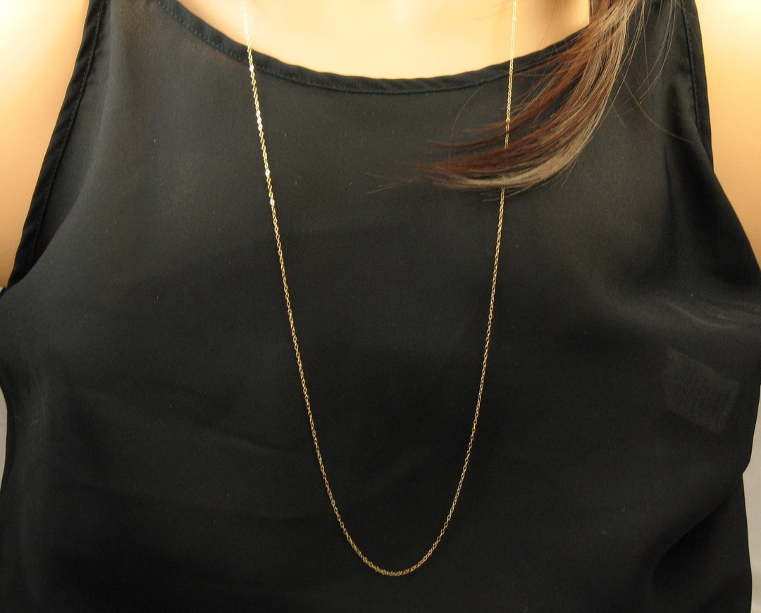 Long Gold Necklace, Long Thin Chain up to 40 in Sterling Silver or 14k ...