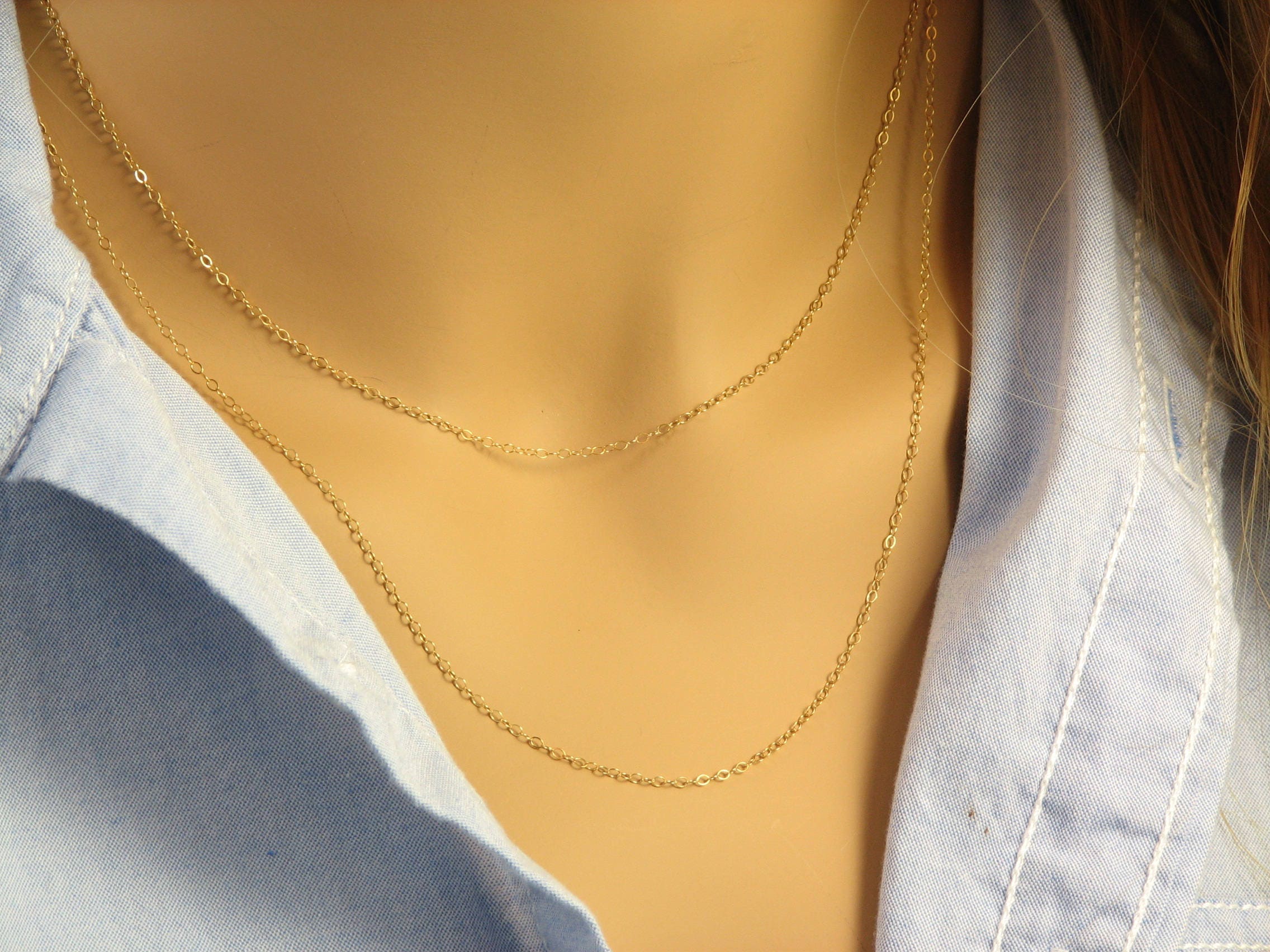 Thin Cable Chain Necklace Any Length to 30 14k Gold | Etsy