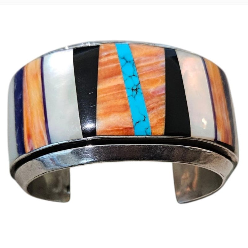 Vintage Opal Inlay Cuff - Etsy