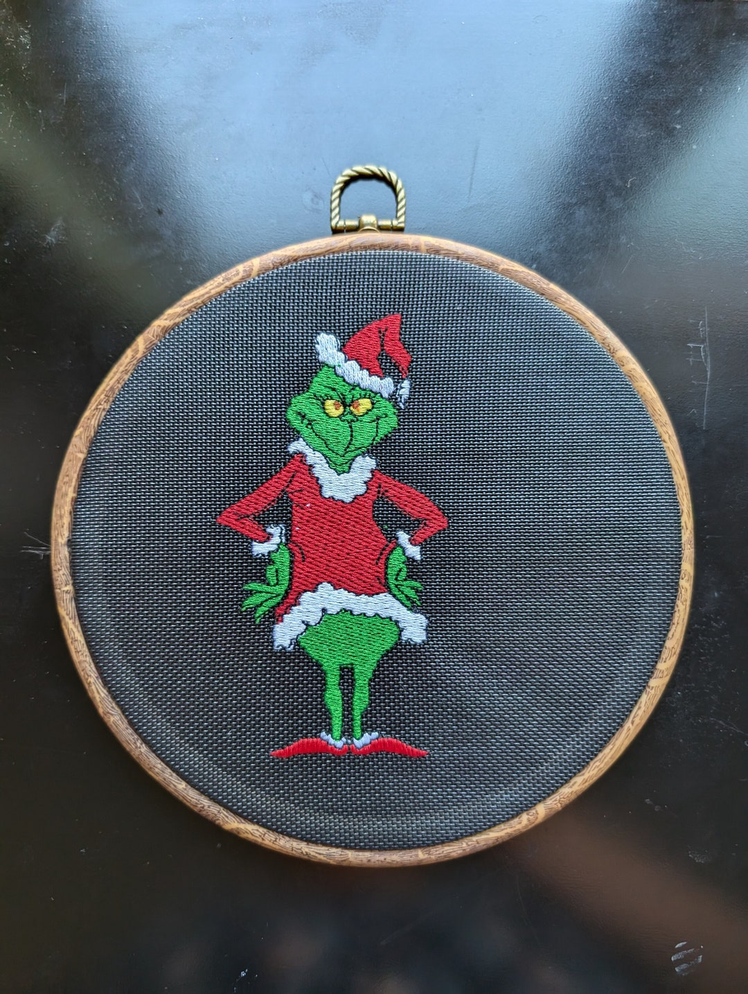Screen Sun Catcher Grinch Machine Embroidered Suncatcher - Etsy
