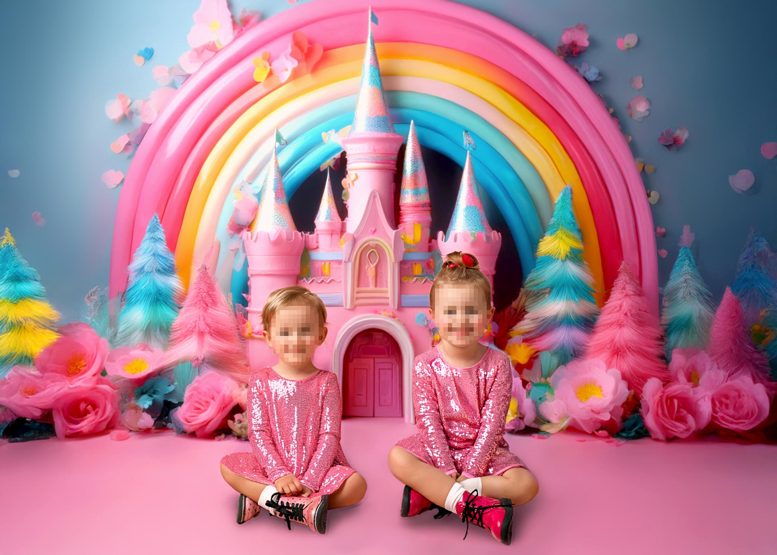 Princess Castle Digital Backdrop Overlays Children Baby Rainbow ...