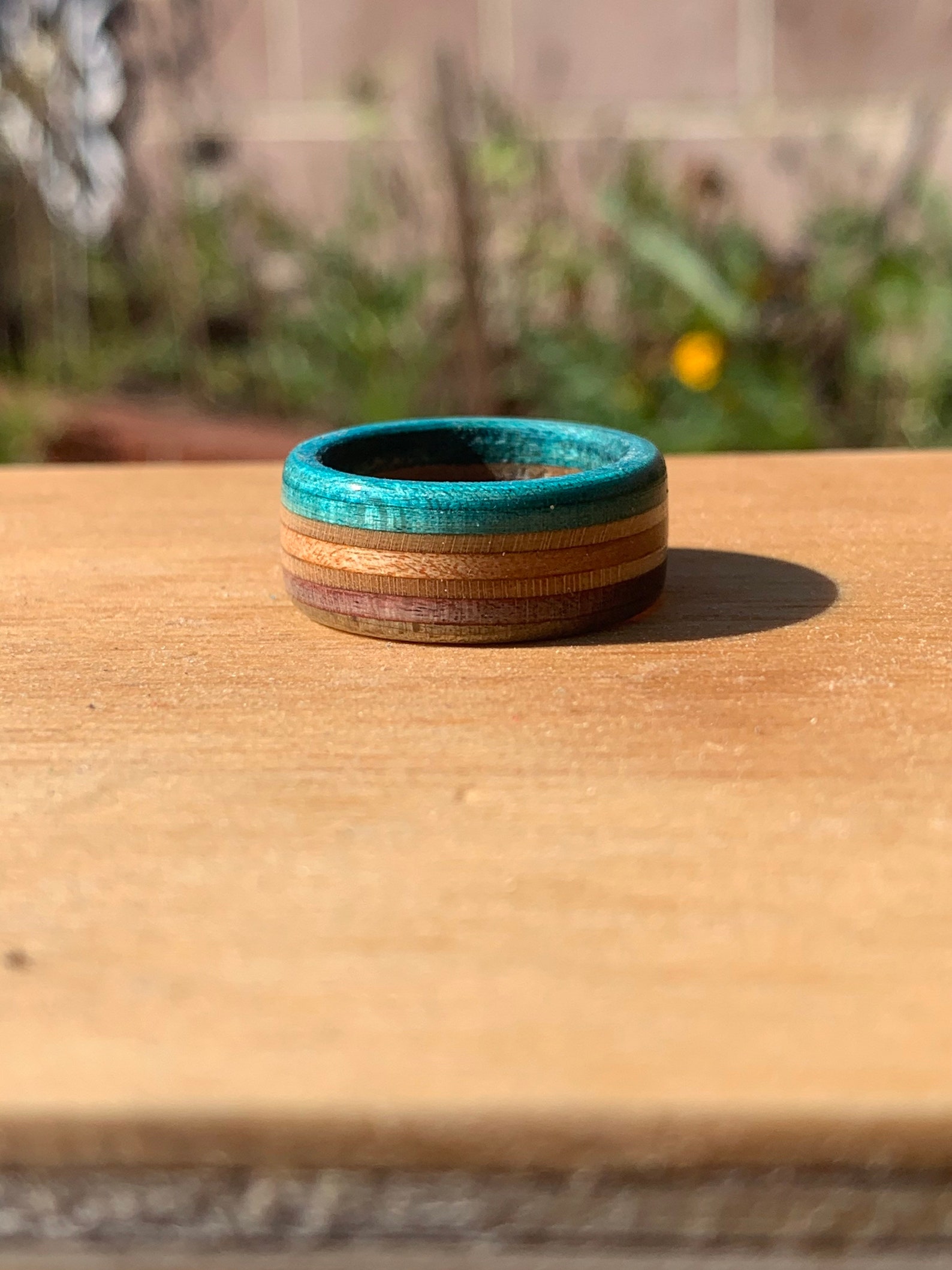 Recycled Skateboard Ring | Blue/violet/orange - Etsy