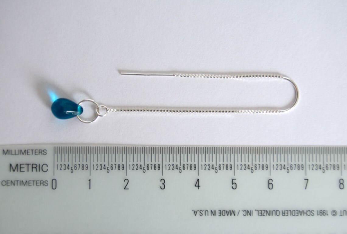 Silver Threader Earrings Sterling Silver Thread Earrings Blue - Etsy ...
