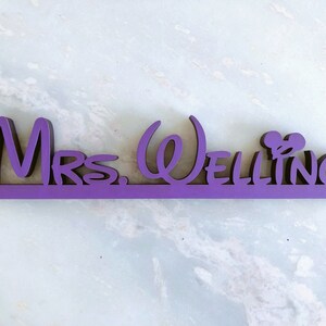 Teacher Disney Style Desk Name Plate, Customized Wooden Desk Sign 1/2 ...