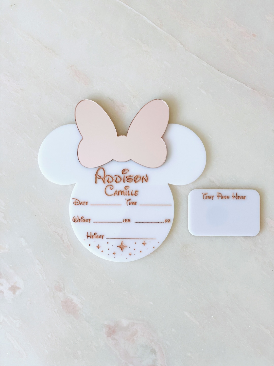 Personalized Minnie Mouse Birth Announcement Sign, Engraved Newborn ...