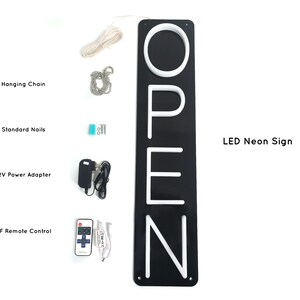 Vertical OPEN Neon Sign for Business W/ Remote and Hanging Chain - Etsy