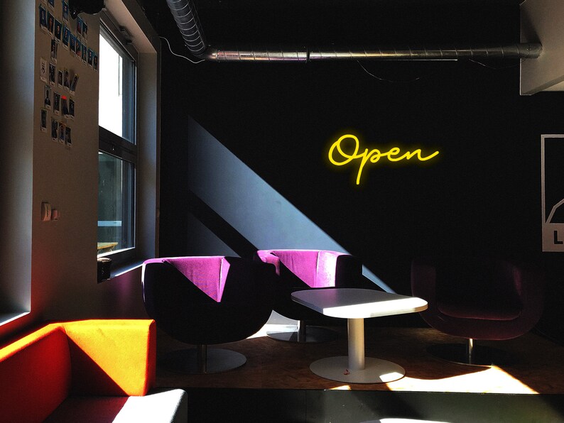 Yellow Neon OPEN Sign for Business LED Open Light Sign on - Etsy