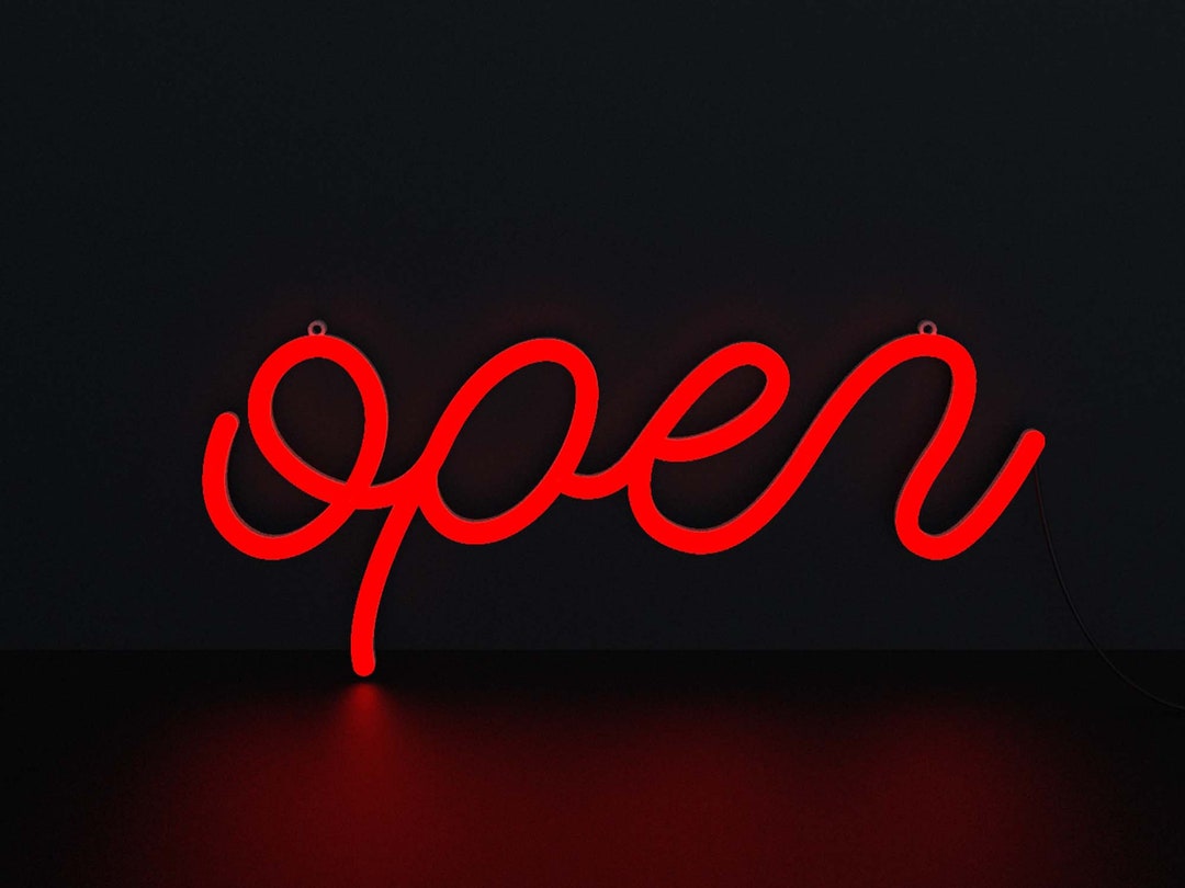 Open Sign 15"x6" LED Neon W Remote Control Dimmable - Business, Window ...