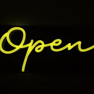 Yellow Neon OPEN Sign for Business LED Open Light Sign on Black Backing ...