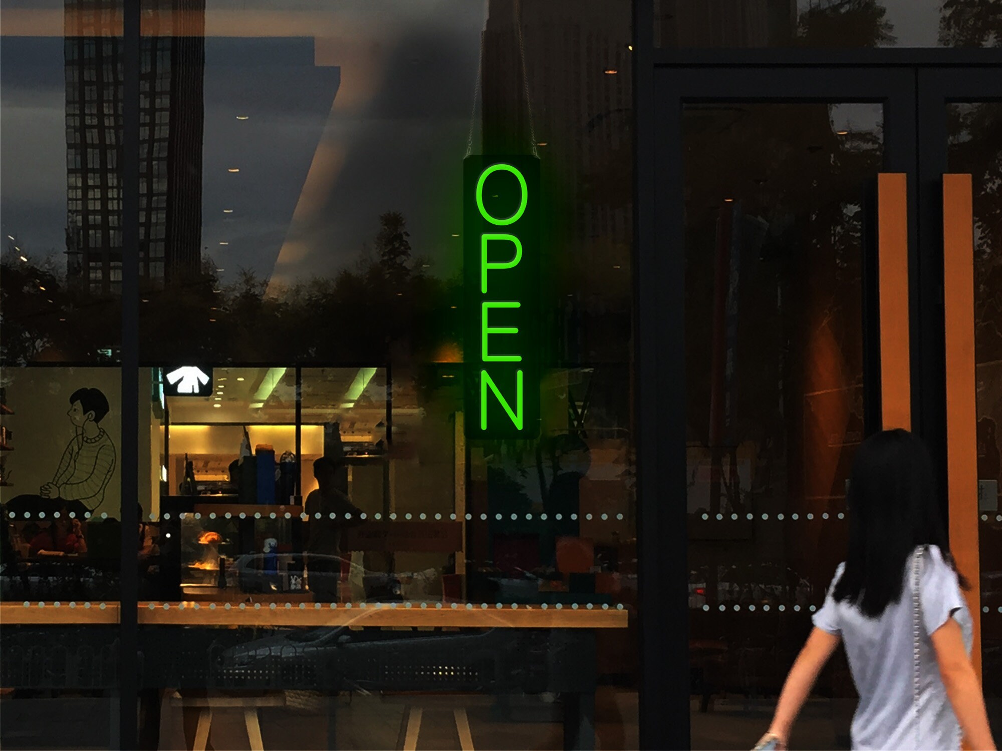 Green Vertical OPEN Sign for Business Flashing LED Neon Open - Etsy