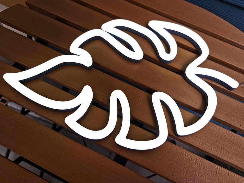 Tropical Leaf LED Neon Sign Cool White Leaf Neon Green Leaf | Etsy