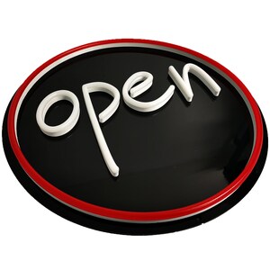 Large Round LED Neon Open Sign White and Red Neon Light Open Sign for ...