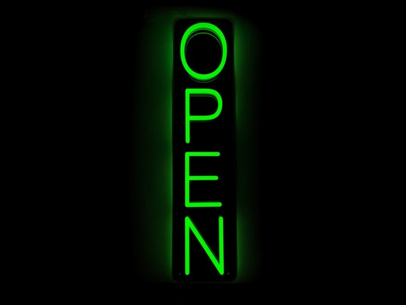 Green Vertical OPEN Sign for Business Flashing LED Neon Open - Etsy