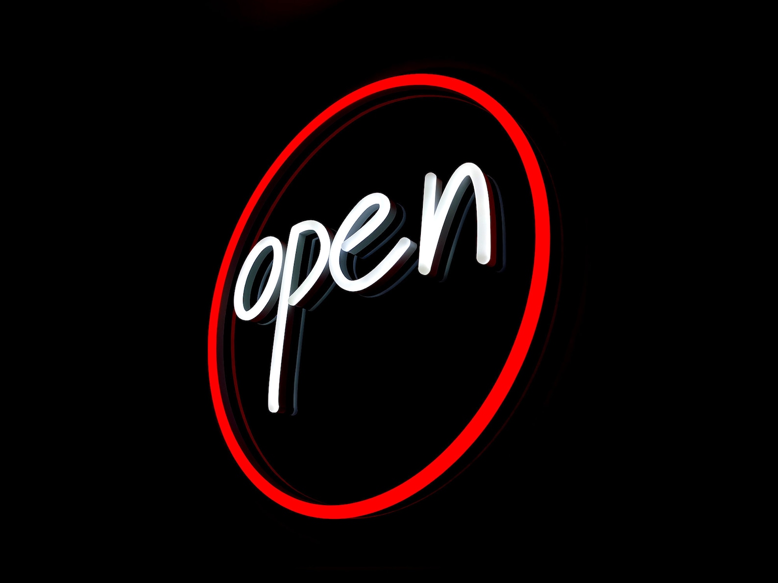 Large Round LED Neon Open Sign White and Red Neon Light Open - Etsy